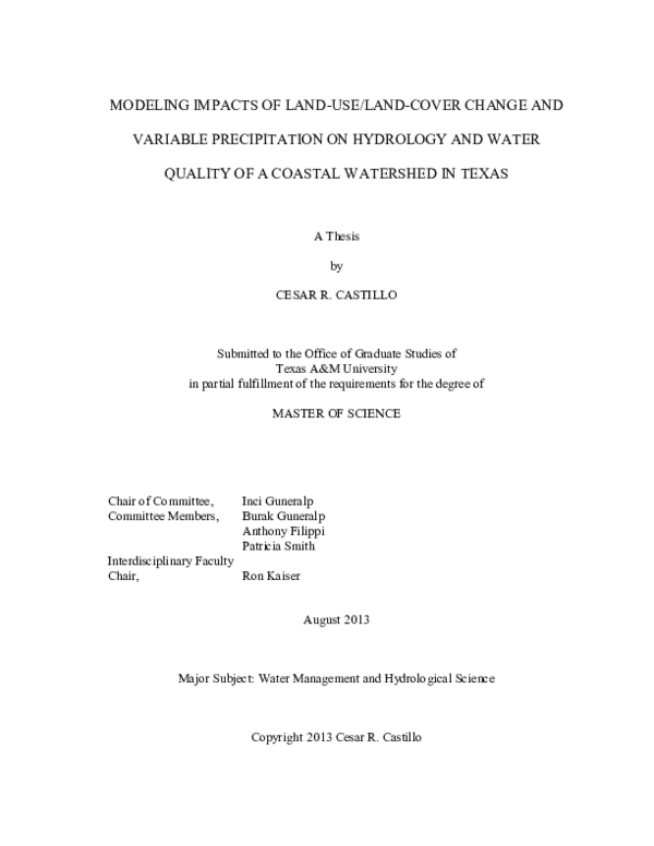 (PDF) Modeling Impacts of Land-Use/Land-Cover Change and Variable Precipitation on Hydrology and ...