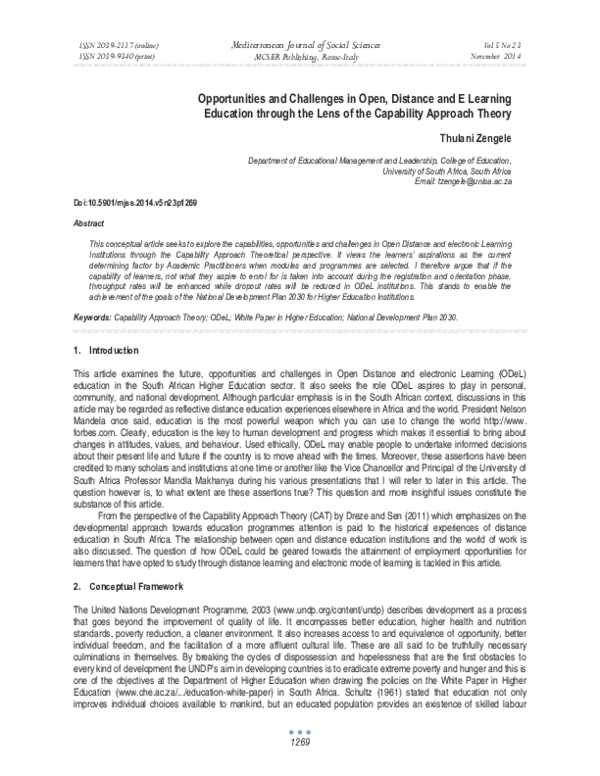 (PDF) Opportunities and Challenges in Open, Distance and E Learning ...