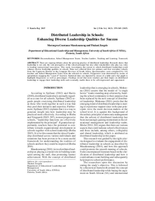 (PDF) Distributed Leadership in Schools