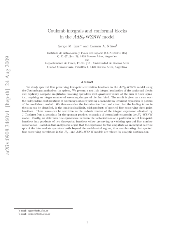 (PDF) Coulomb integrals and conformal blocks in theAdS3-WZNW model
