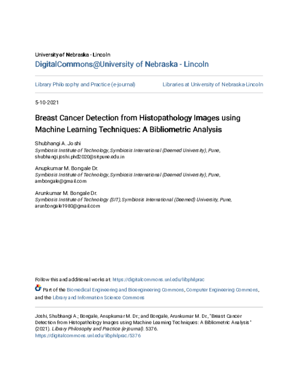 (PDF) Breast Cancer Detection from Histopathology Images using Machine ...