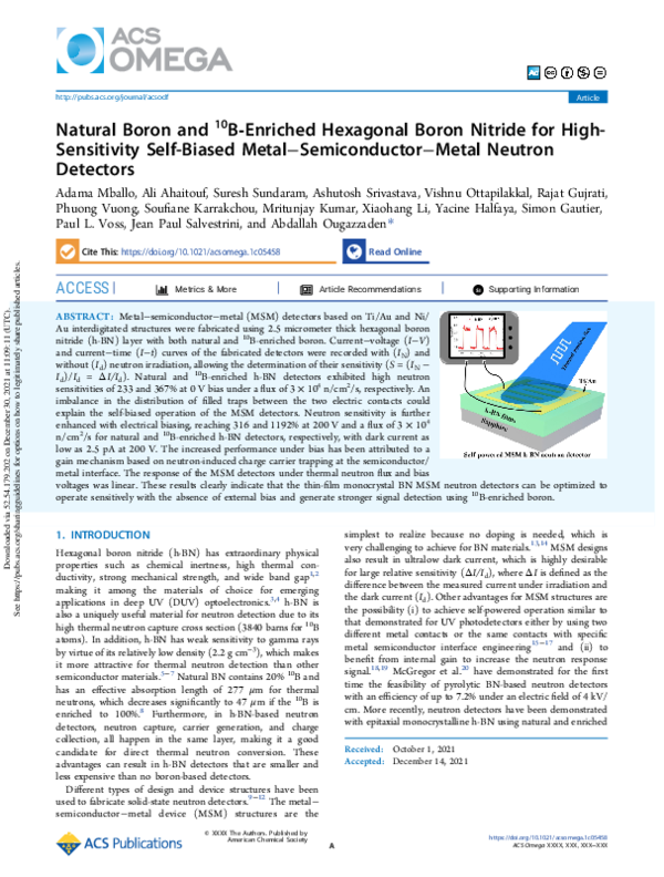 Pdf Natural Boron And 10b Enriched Hexagonal Boron Nitride For High Sensitivity Self Biased