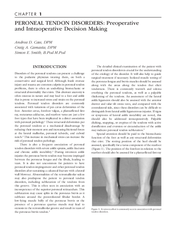 (PDF) PERONEAL TENDON DISORDERS : Preoperative and Intraoperative Decision Making | Andrea Cass ...