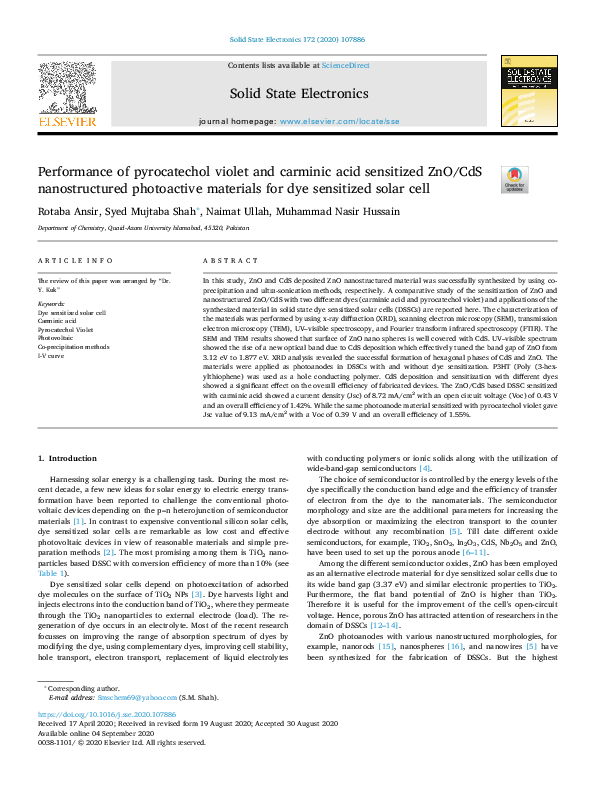 (PDF) Performance of pyrocatechol violet and carminic acid sensitized ...