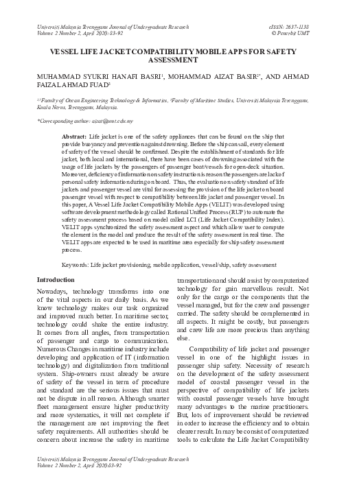 (PDF) Vessel Life Jacket Compatibility Mobile Apps for Safety Assessment