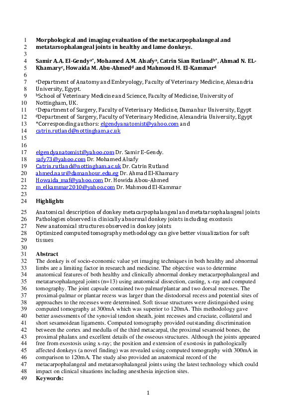 (PDF) Morphological and Imaging Evaluation of the Metacarpophalangeal ...