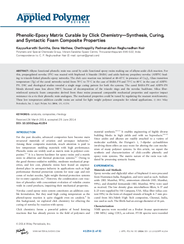 (PDF) Phenolic-epoxy matrix curable by click chemistry-synthesis ...