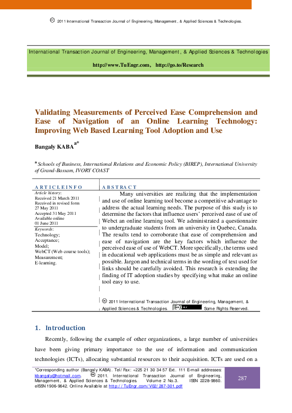 (PDF) Validating Measurements of Perceived Ease Comprehension and Ease of Navigation of an ...
