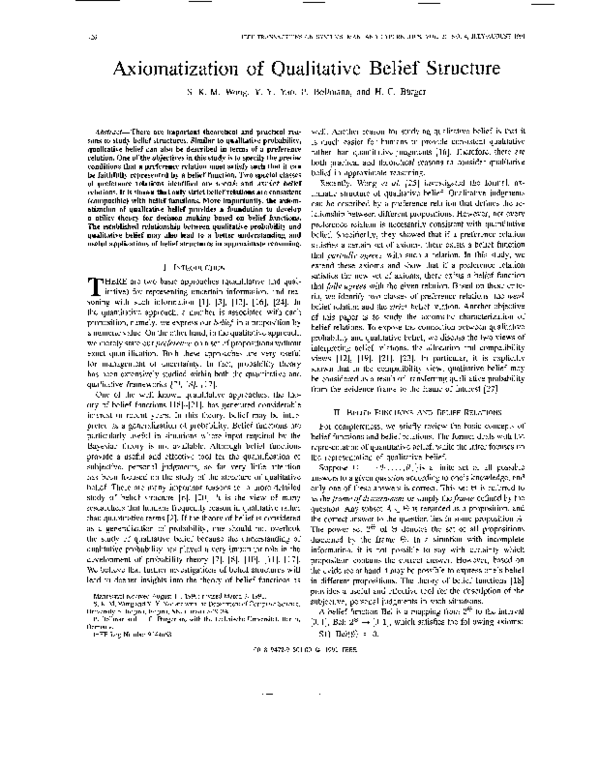 (PDF) Axiomatization of qualitative belief structure