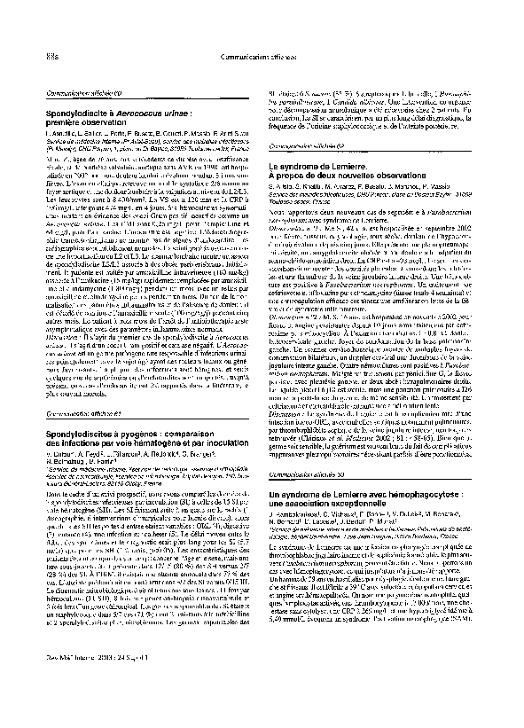 (PDF) Spondylodiscite à Aerococcus urinae: Première observation ...