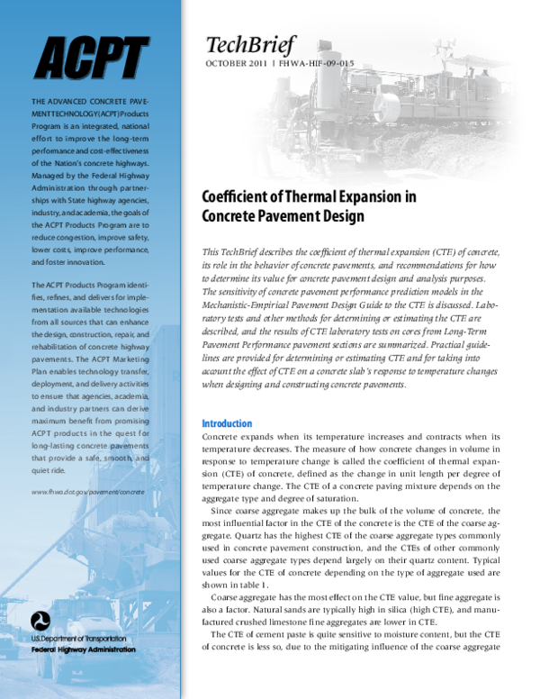 (PDF) Coefficient of Thermal Expansion in Concrete Pavement Design