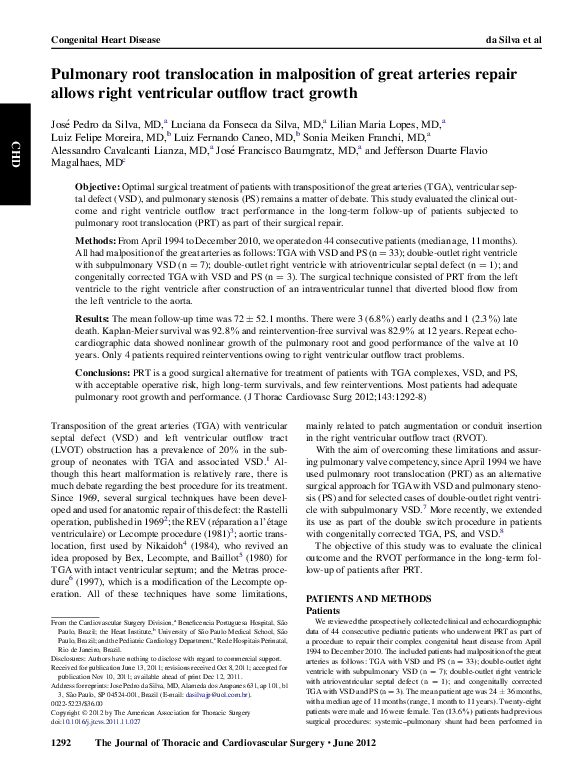 (PDF) Pulmonary root translocation in malposition of great arteries ...