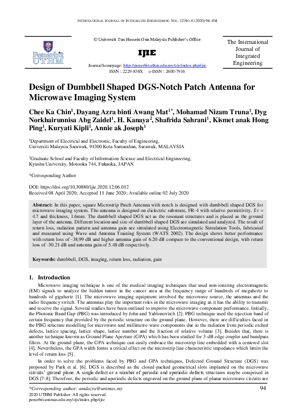(PDF) Design of Dumbbell Shaped DGS-Notch Patch Antenna for Microwave ...