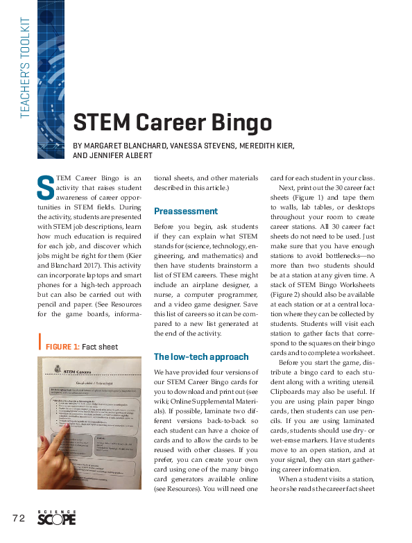 (PDF) STEM Career Bingo