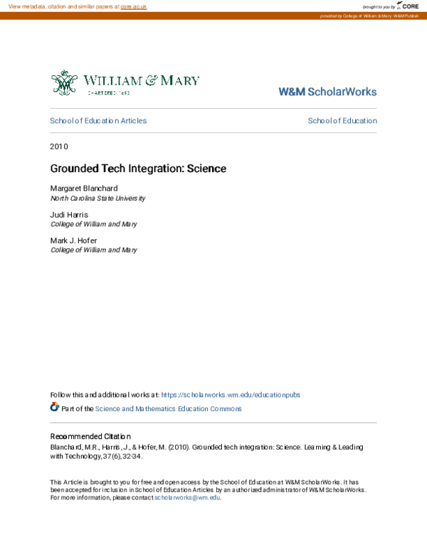 (PDF) Grounded tech integration: Science