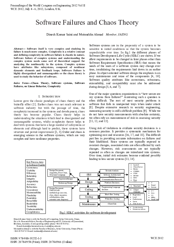 (PDF) Software Failures and Chaos Theory