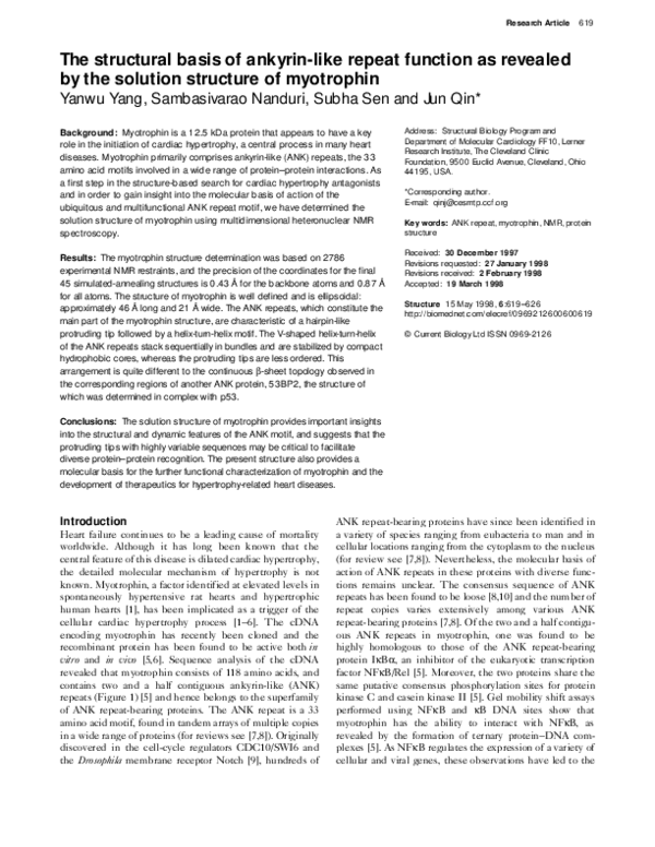 (PDF) The structural basis of ankyrin-like repeat function as revealed ...