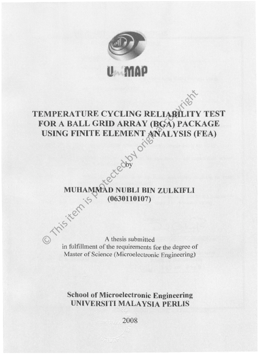 (PDF) Temperature Cycling Reliability Test for a Ball Grid Array (BGA ...
