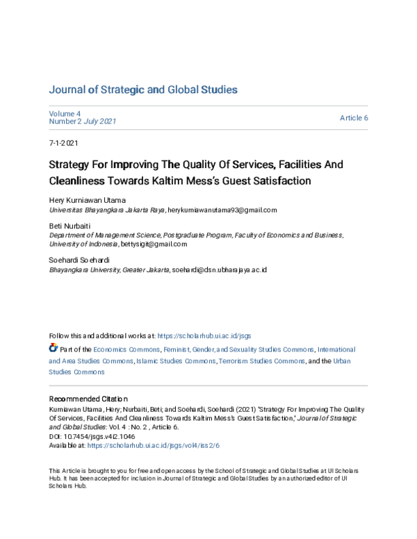 (PDF) Strategy For Improving The Quality Of Services, Facilities And ...