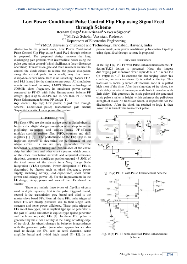 (PDF) Low Power Conditional Pulse Control Flip Flop using Signal Feed ...