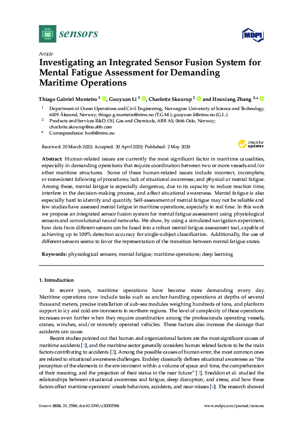(PDF) Investigating an Integrated Sensor Fusion System for Mental Fatigue Assessment for ...