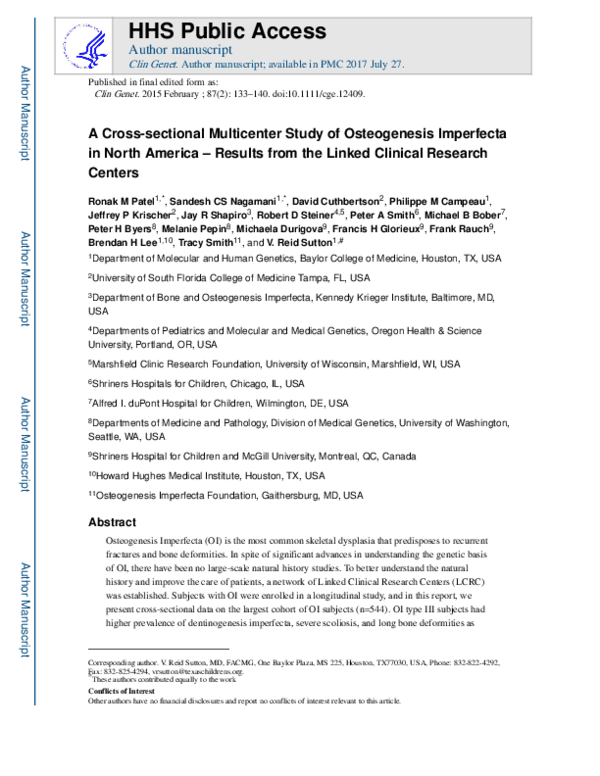 (PDF) A cross-sectional multicenter study of osteogenesis imperfecta in ...