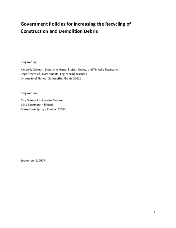 (PDF) Government Policies for Increasing the Recycling of Construction ...