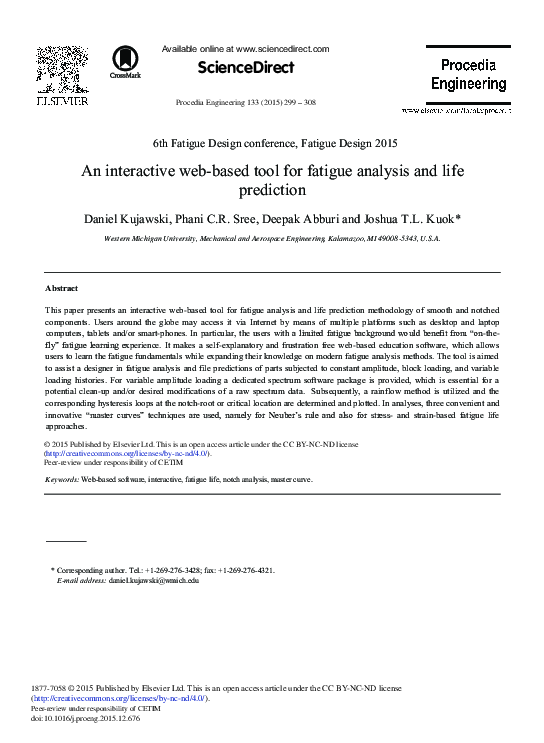 (PDF) An Interactive Web-based Tool for Fatigue Analysis and Life Prediction