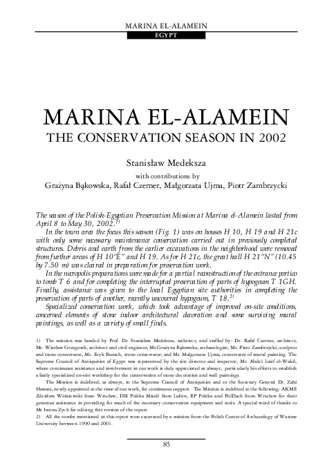 (PDF) Marina el-Alamein: The conservation season in 2002