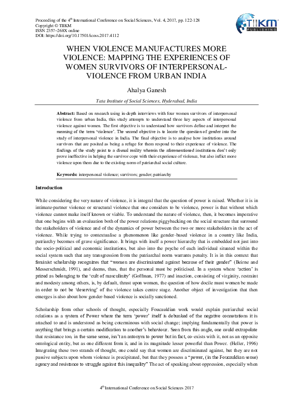 (PDF) When Violence Manufactures More Violence: Mapping the Experiences ...