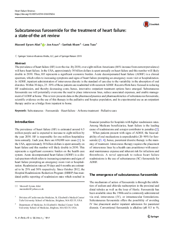 (PDF) Subcutaneous furosemide for the treatment of heart failure: a ...