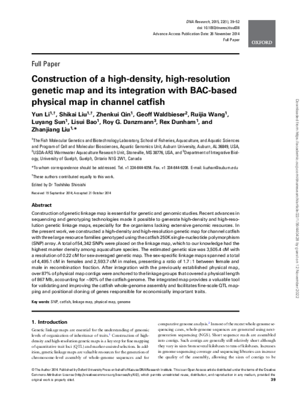 (PDF) Construction of a high-density, high-resolution genetic map and ...