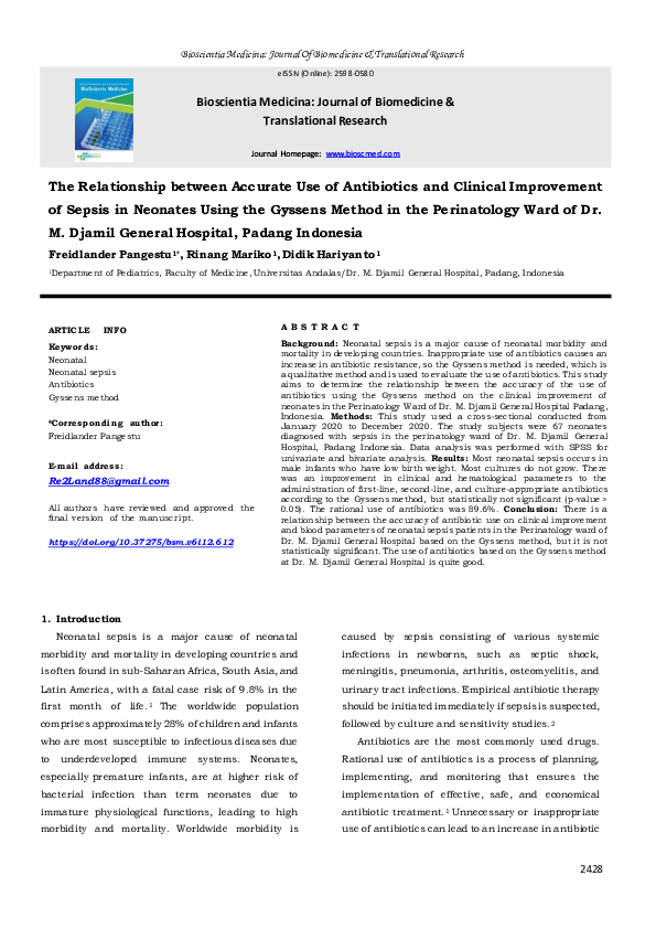 (PDF) The Relationship between Accurate Use of Antibiotics and Clinical ...