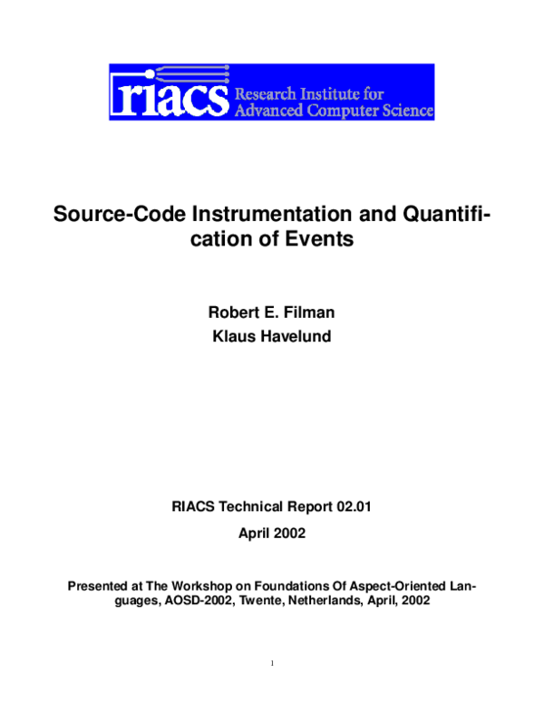 (PDF) Source-code instrumentation and quantification of events