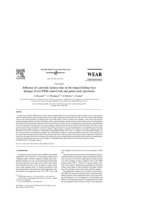 (PDF) Influence of a periodic latency time on the impact/sliding wear ...