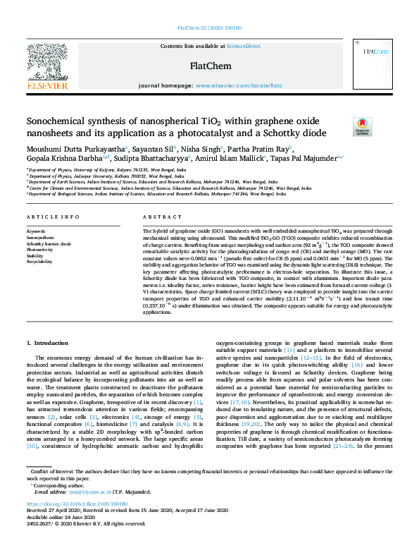 (PDF) Sonochemical synthesis of nanospherical TiO2 within graphene ...