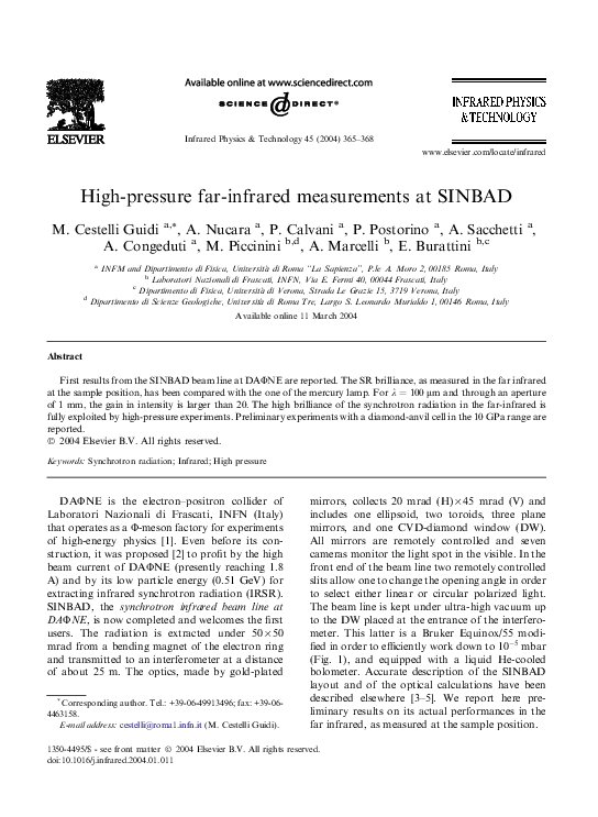 (PDF) High-pressure far-infrared measurements at SINBAD