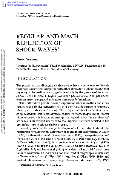 (PDF) Regular and Mach Reflection of Shock Waves