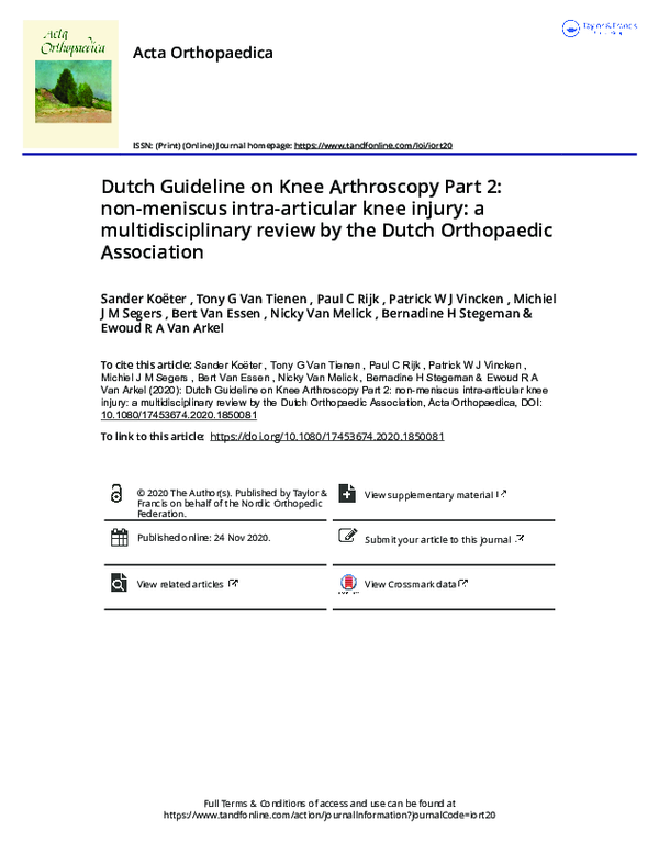 (PDF) Dutch Guideline on Knee Arthroscopy Part 2: non-meniscus intra ...