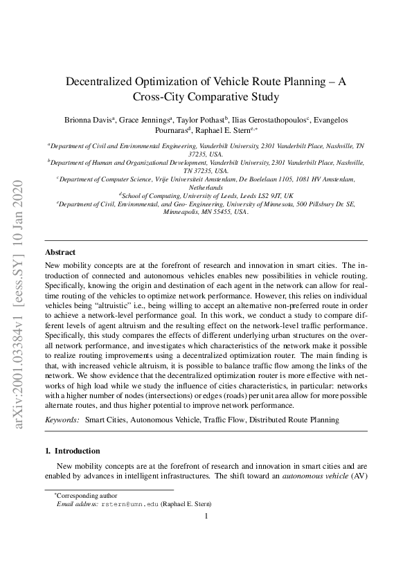 (PDF) Decentralized Optimization of Vehicle Route Planning—A Cross-City ...