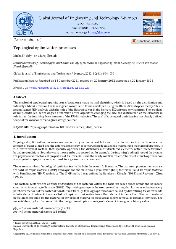 (PDF) Topological optimization processes