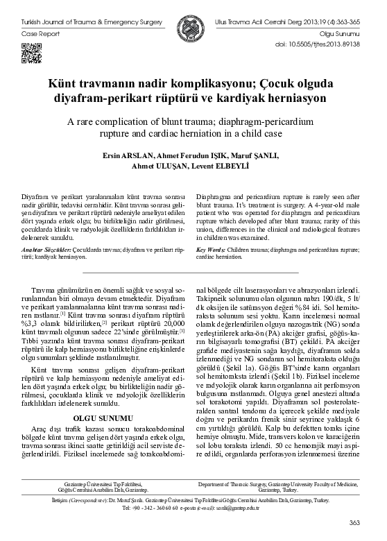 (PDF) A rare complication of blunt trauma; diaphragm-pericardium ...