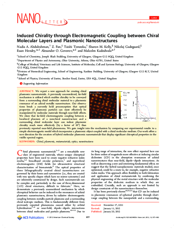 (PDF) Induced Chirality through Electromagnetic Coupling between Chiral Molecular Layers and ...