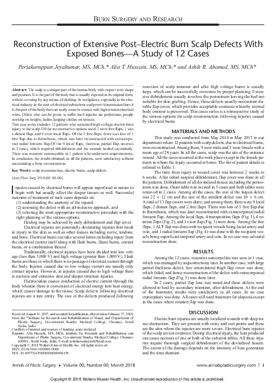 (PDF) Reconstruction of Extensive Post–Electric Burn Scalp Defects With ...