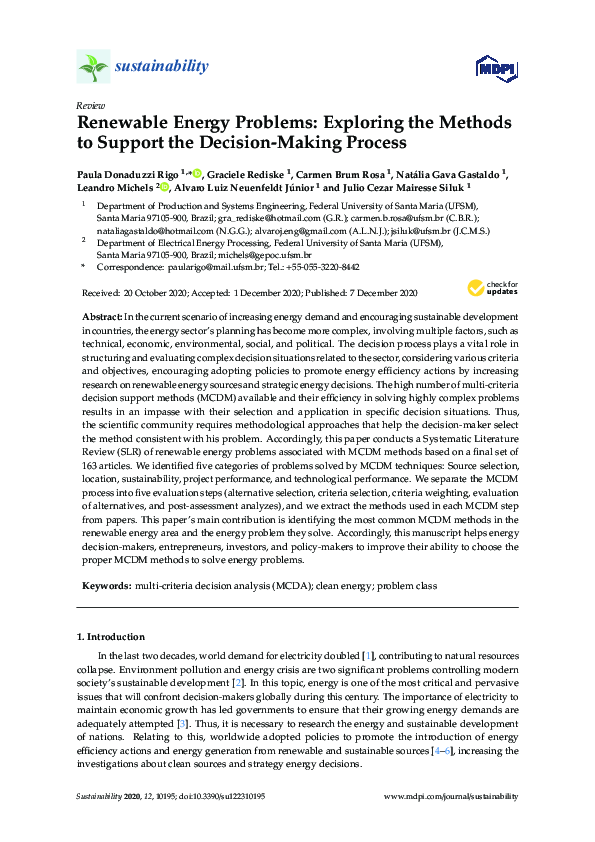 (PDF) Renewable Energy Problems: Exploring the Methods to Support the ...