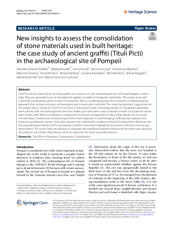 (PDF) New insights to assess the consolidation of stone materials used ...