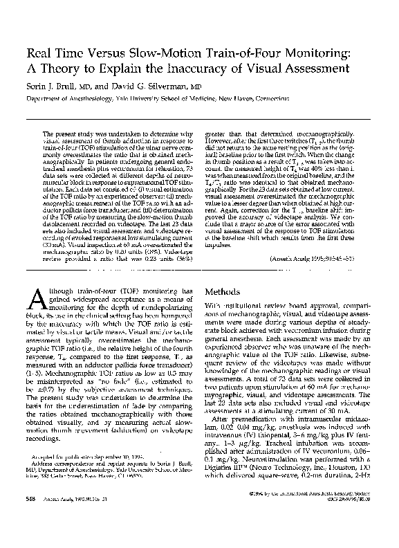 (PDF) Real Time Versus Slow-Motion Train-of-Four Monitoring