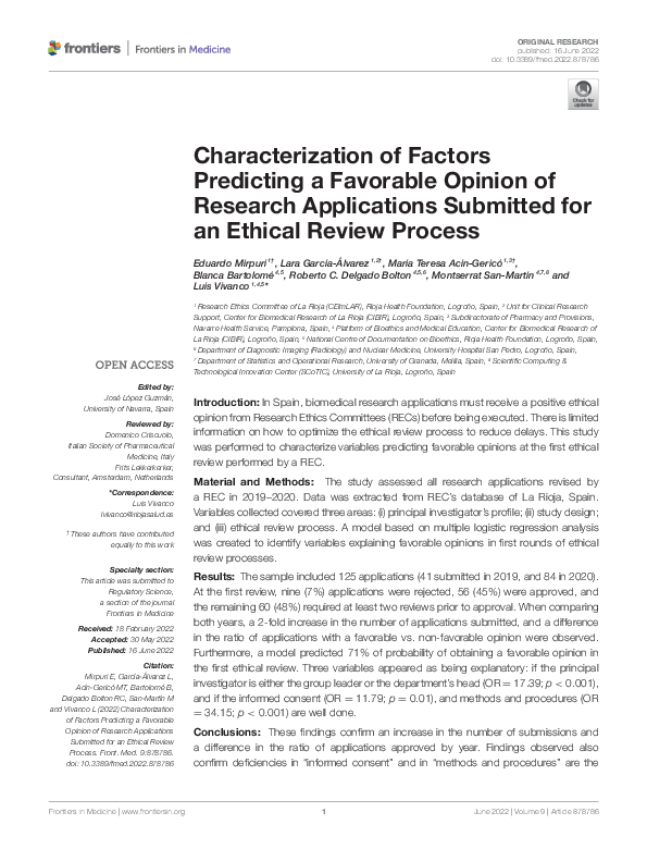 (PDF) Characterization of Factors Predicting a Favorable Opinion of ...