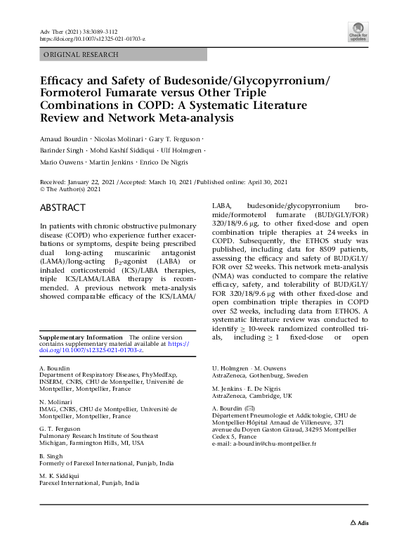 (PDF) Efficacy and Safety of Budesonide/Glycopyrronium/Formoterol Fumarate versus Other Triple ...