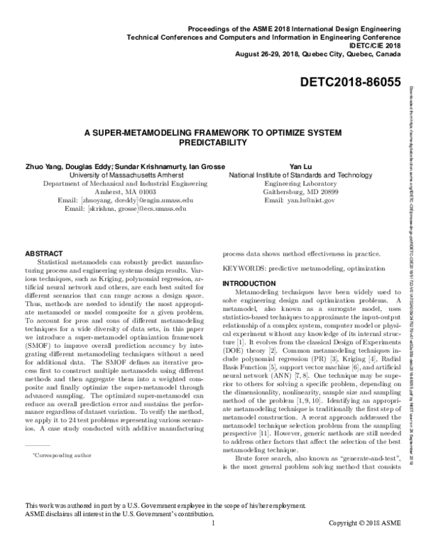 (PDF) A Super-Metamodeling Framework to Optimize System Predictability